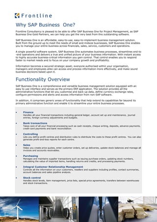 SAP Business One for Project Management | PDF