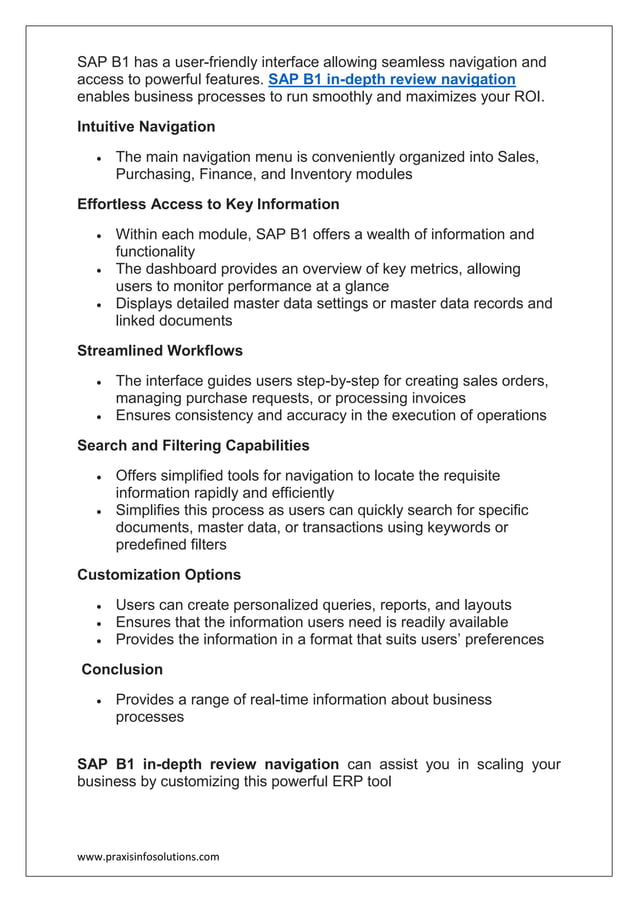 SAP Business One In-depth Review: Navigating the Powerful SAP B1 Interface | PDF