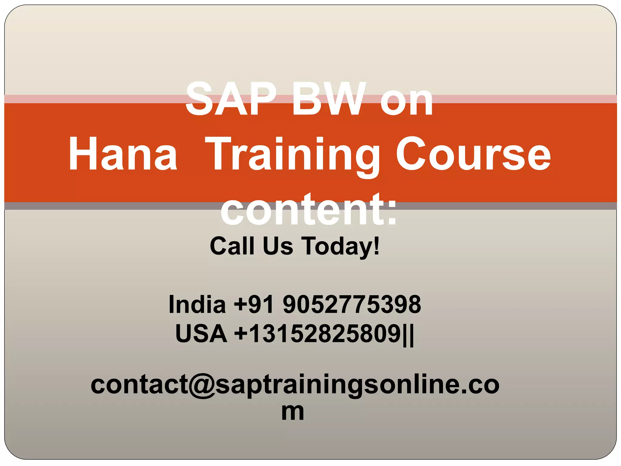 Sap bw on hana ramireddy ppt | PPT