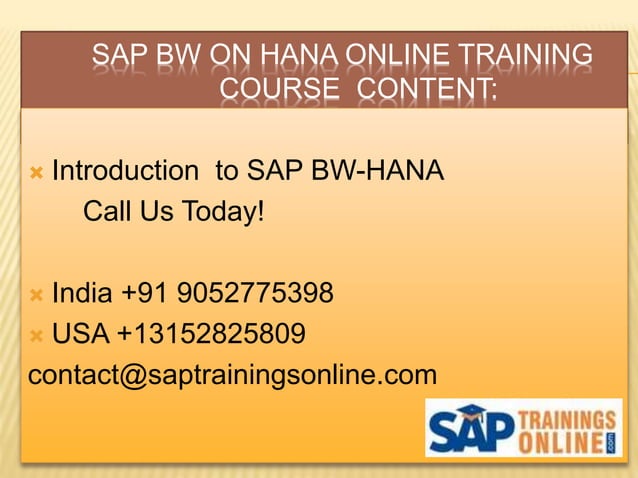 SAP BW on HANA Training | PPTX | Databases | Computer Software and Applications