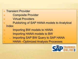 SAP BW on HANA Training | PPTX