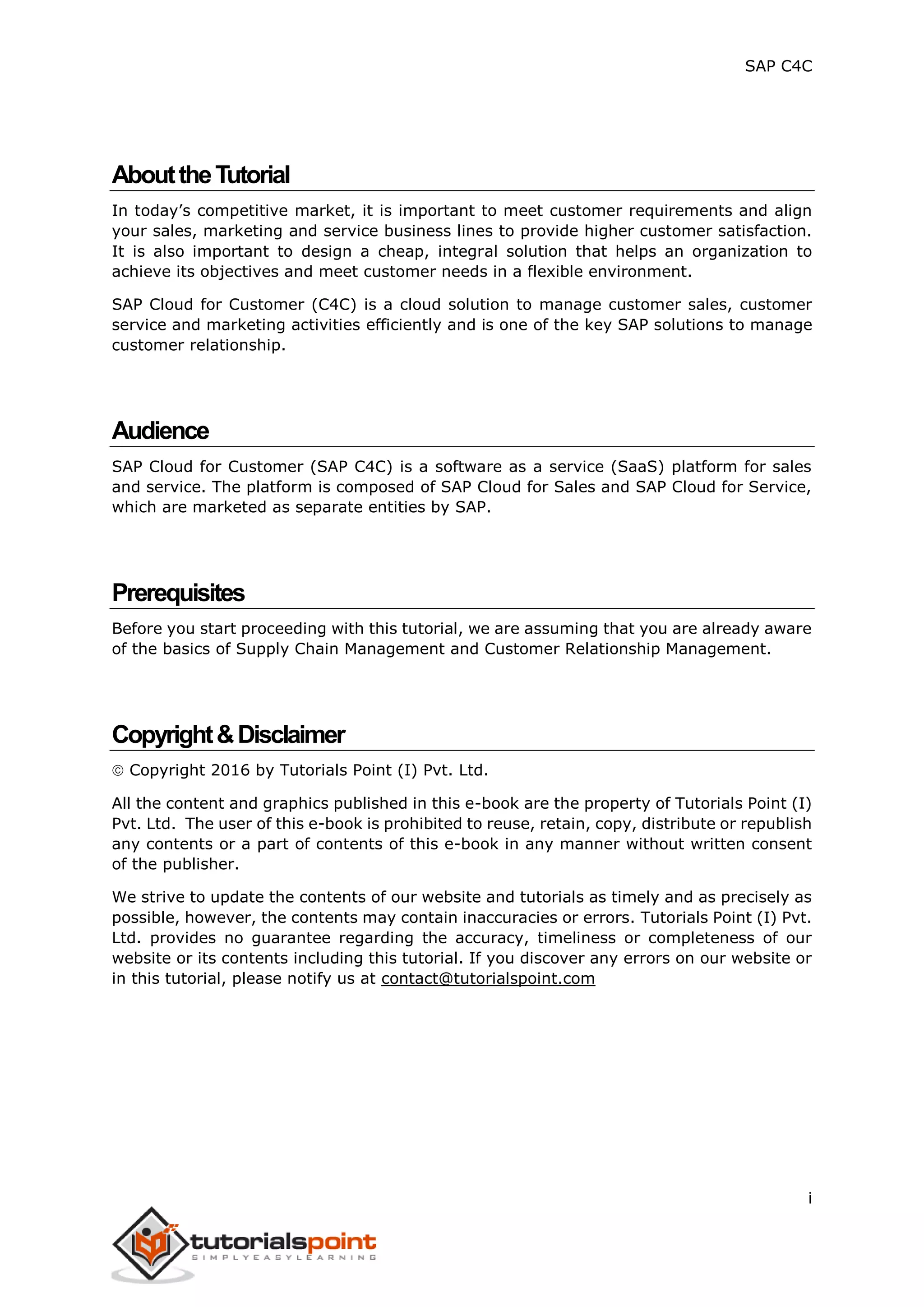 Sap C4c Tutorial Pdf Computing Technology And Computing 9831
