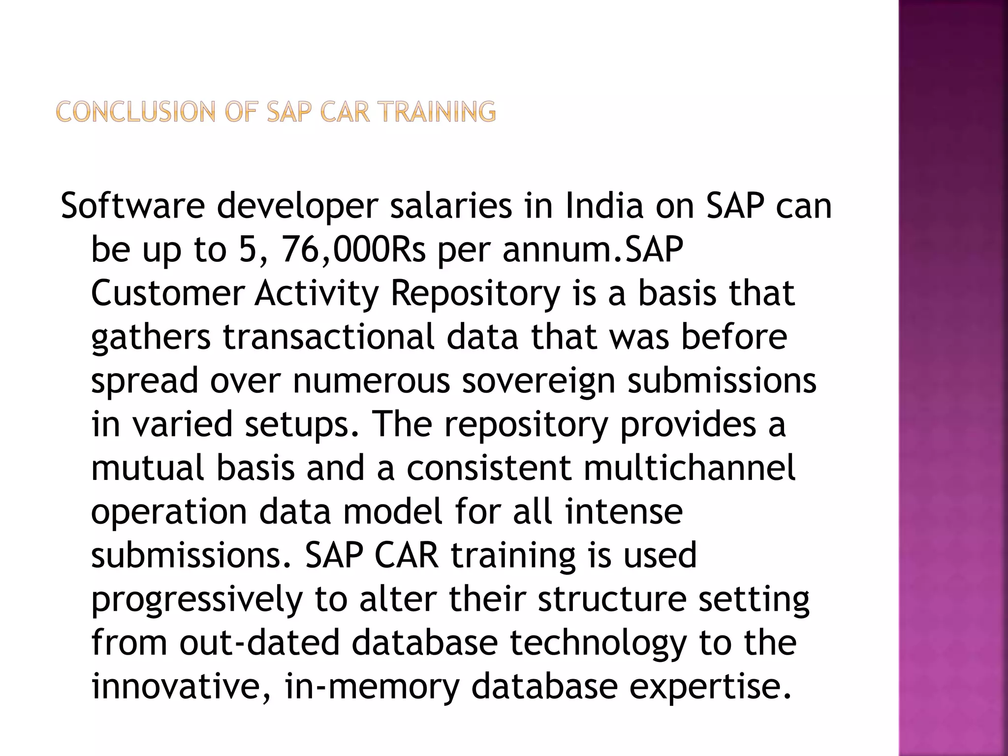 SAP CAR Training | Customer Activity Repository Online Training | PPTX