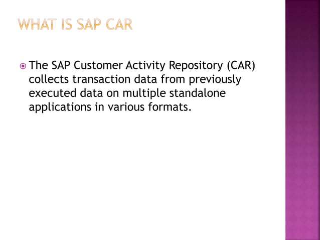 SAP CAR Training | Customer Activity Repository Online Training | PPTX