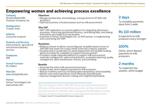 Sap case study - Empowering women and achieving process excellence ...