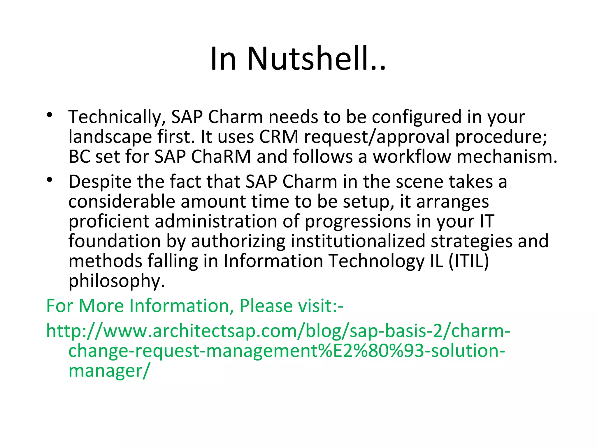 SAP ChaRM (Change Request Management) | PPS