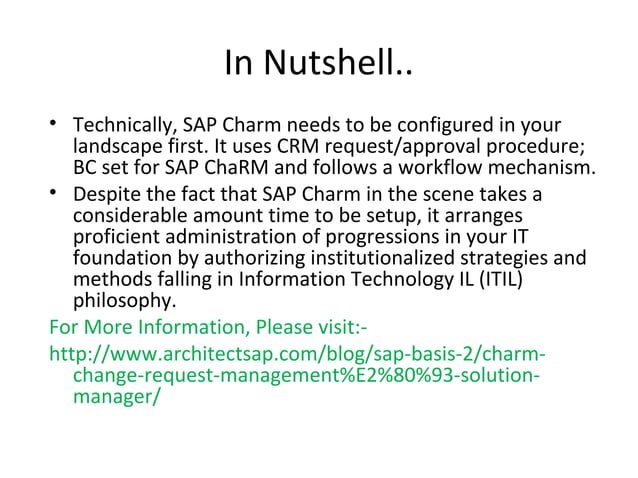 SAP ChaRM (Change Request Management) | PPS