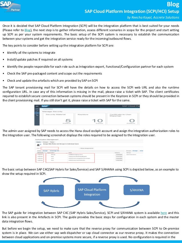 SAP Cloud Platform Integration (SCPI/HCI) Setup