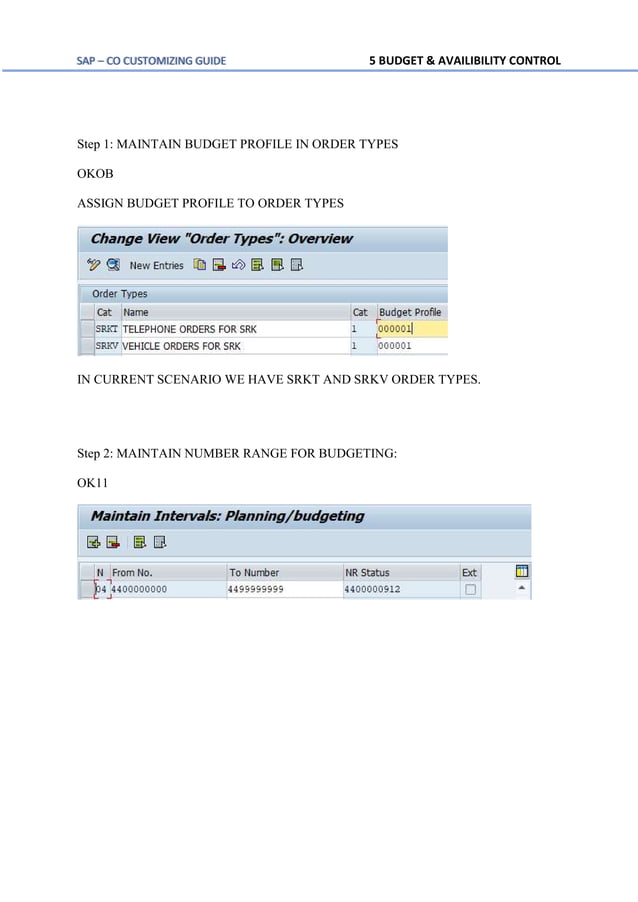 Sap co budgeting & avalability control | PDF | Technology & Computing