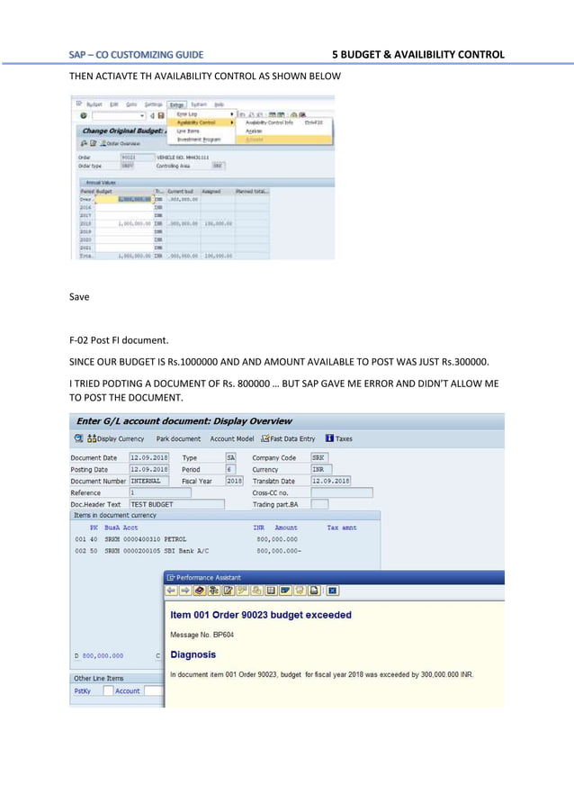 Sap co budgeting & avalability control | PDF | Technology & Computing
