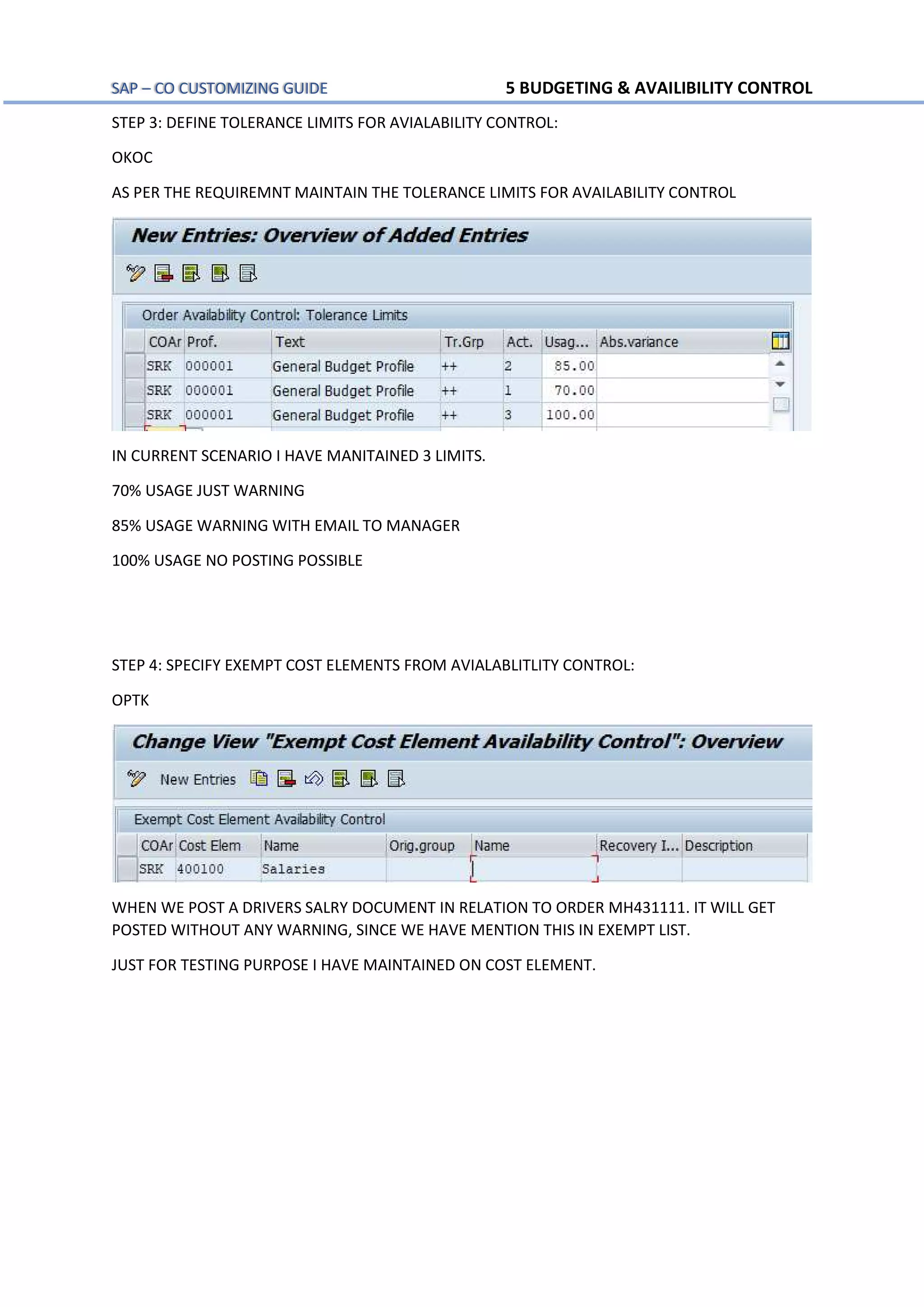 Sap co budgeting & avalability control | PDF