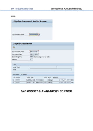 Sap co budgeting & avalability control | PDF