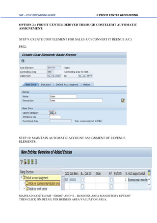 Sap co profit center accounting | PDF