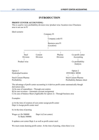 Sap co profit center accounting | PDF