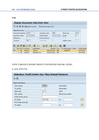 Sap co profit center accounting | PDF