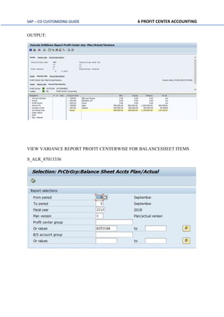 Sap co profit center accounting | PDF