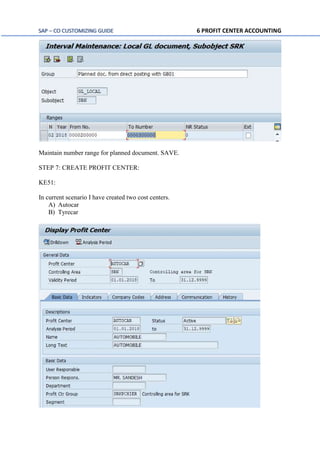 Sap co profit center accounting | PDF
