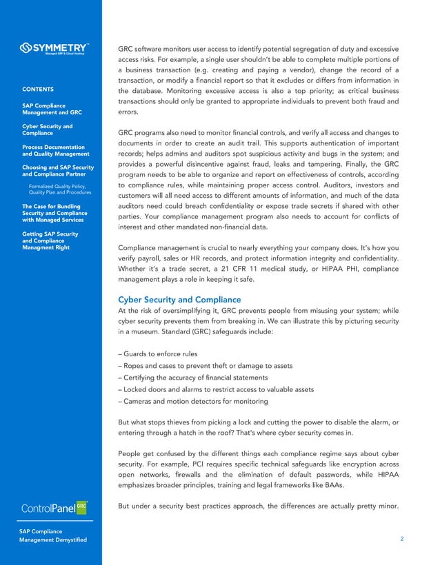 SAP Compliance Management Demystified | Symmetry | PDF
