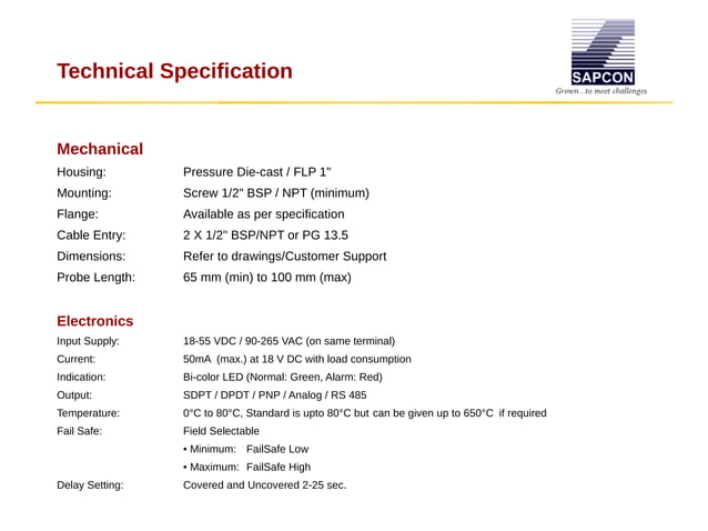 Sapcon Instruments Coat-Endure Product Literature | PPT