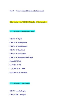 Sap crm2007 training courses | PDF