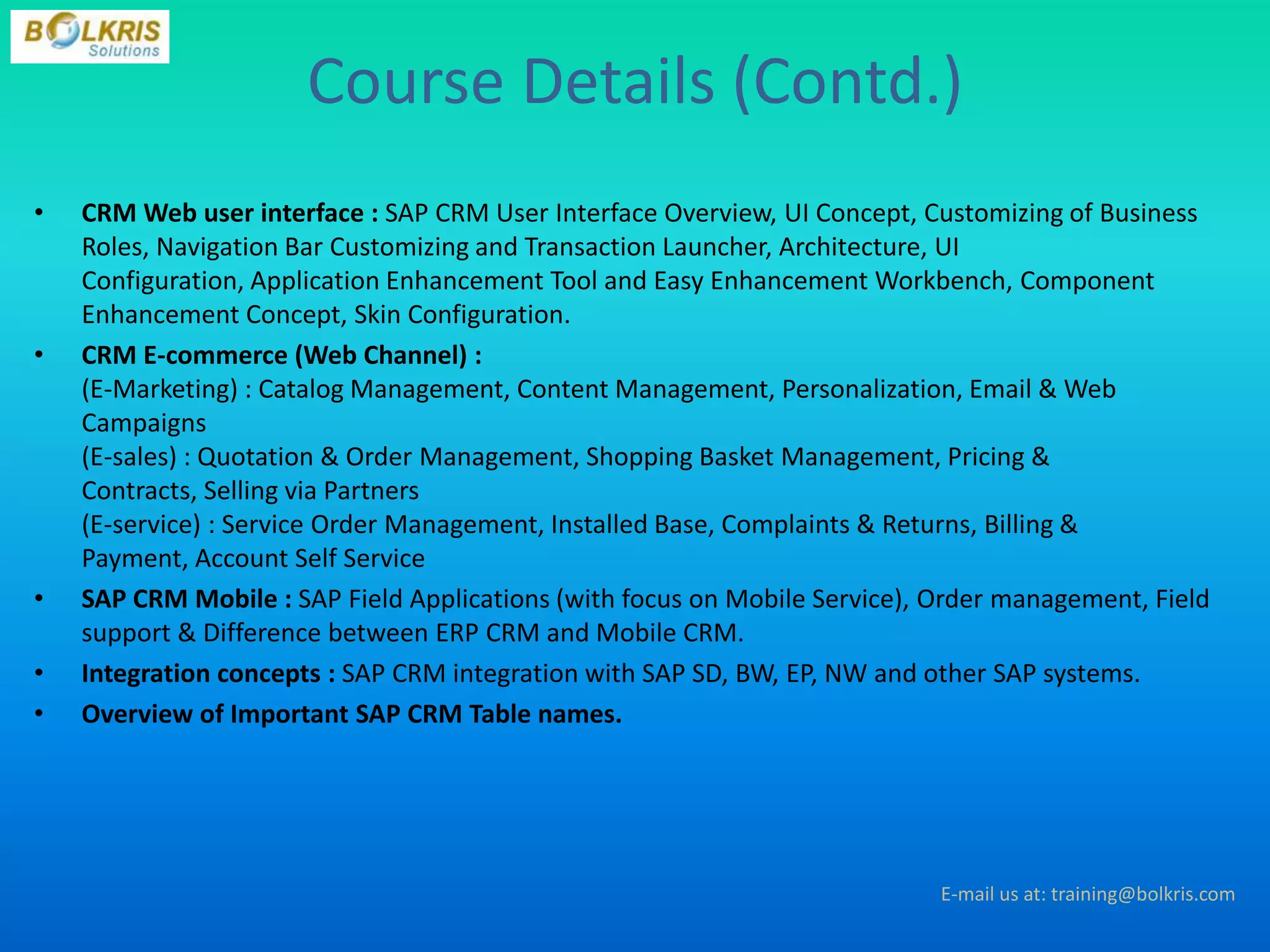 Sap Crm 7 0 Training Ppt