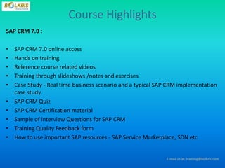SAP CRM 7.0 Training | PPTX
