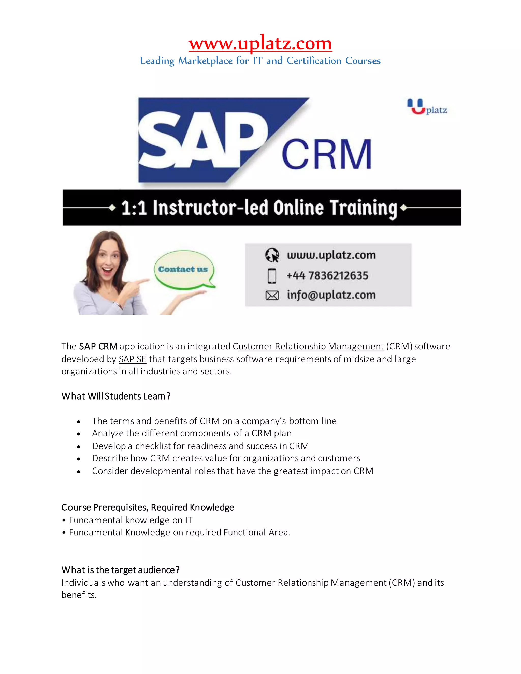 Sap Crm Course Structure Pdf
