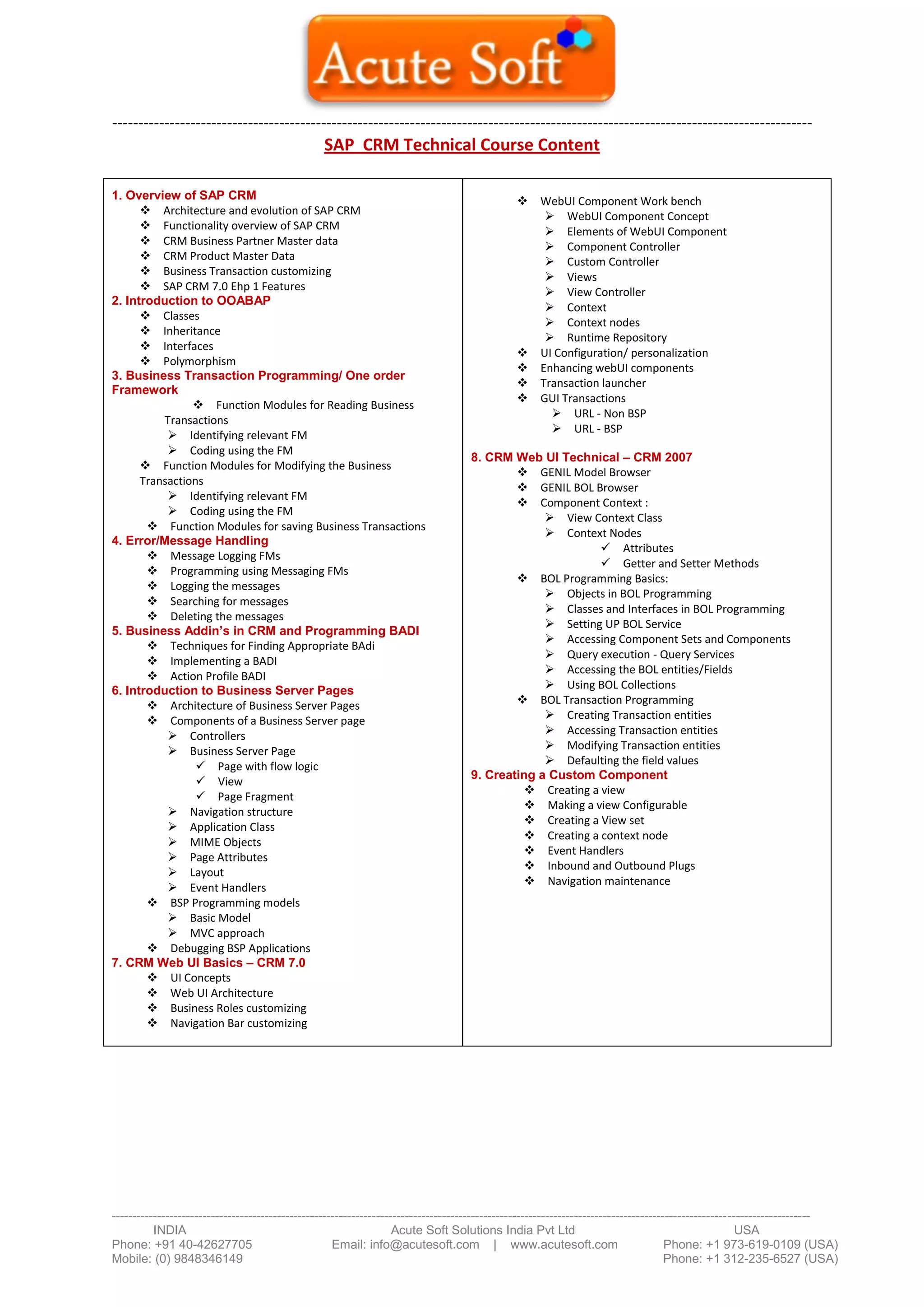 SAP CRM Technical Online Training | PDF