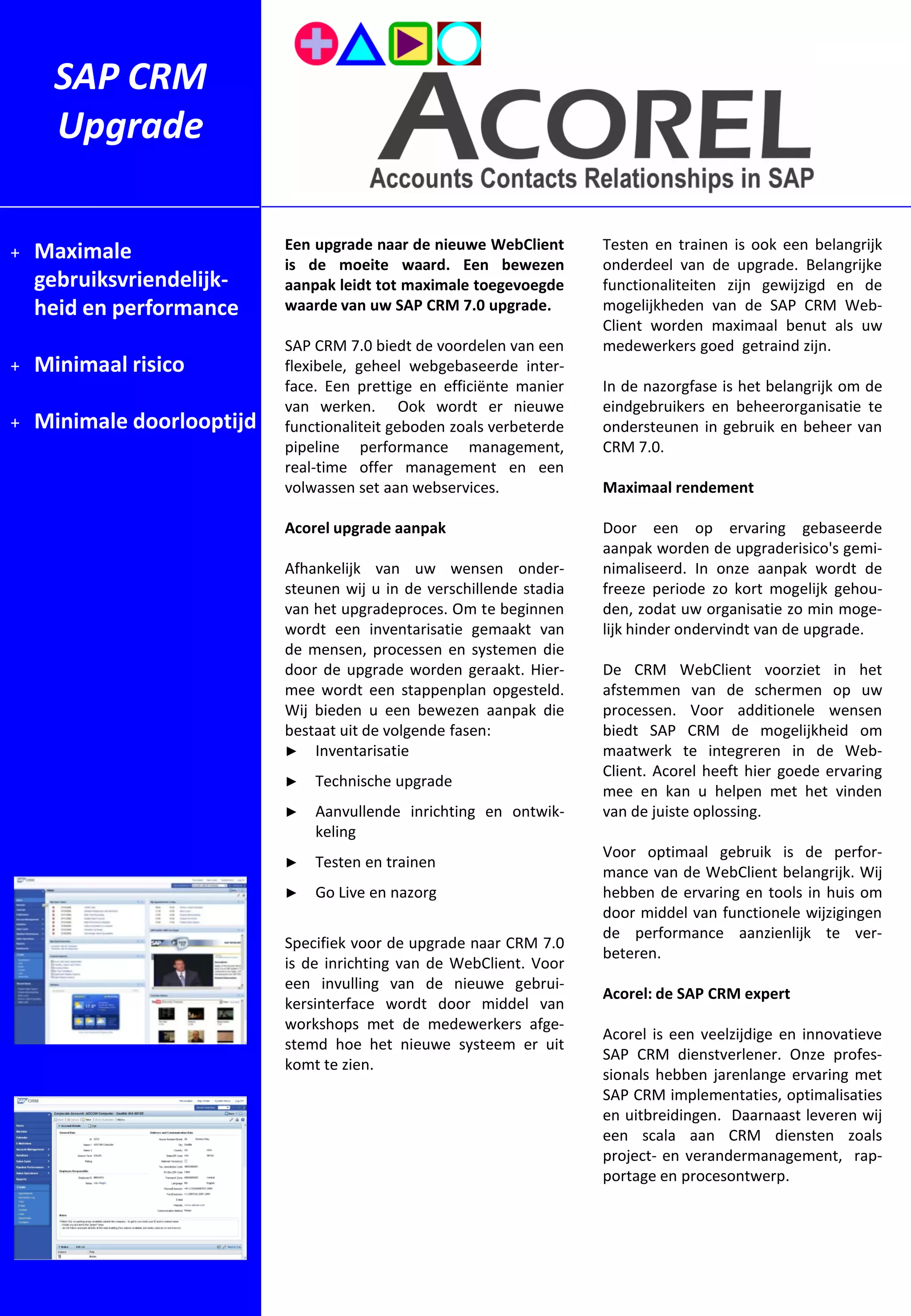 SAP CRM Upgrade Acorel | PDF