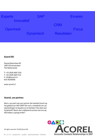 SAP CRM Upgrade Acorel | PDF