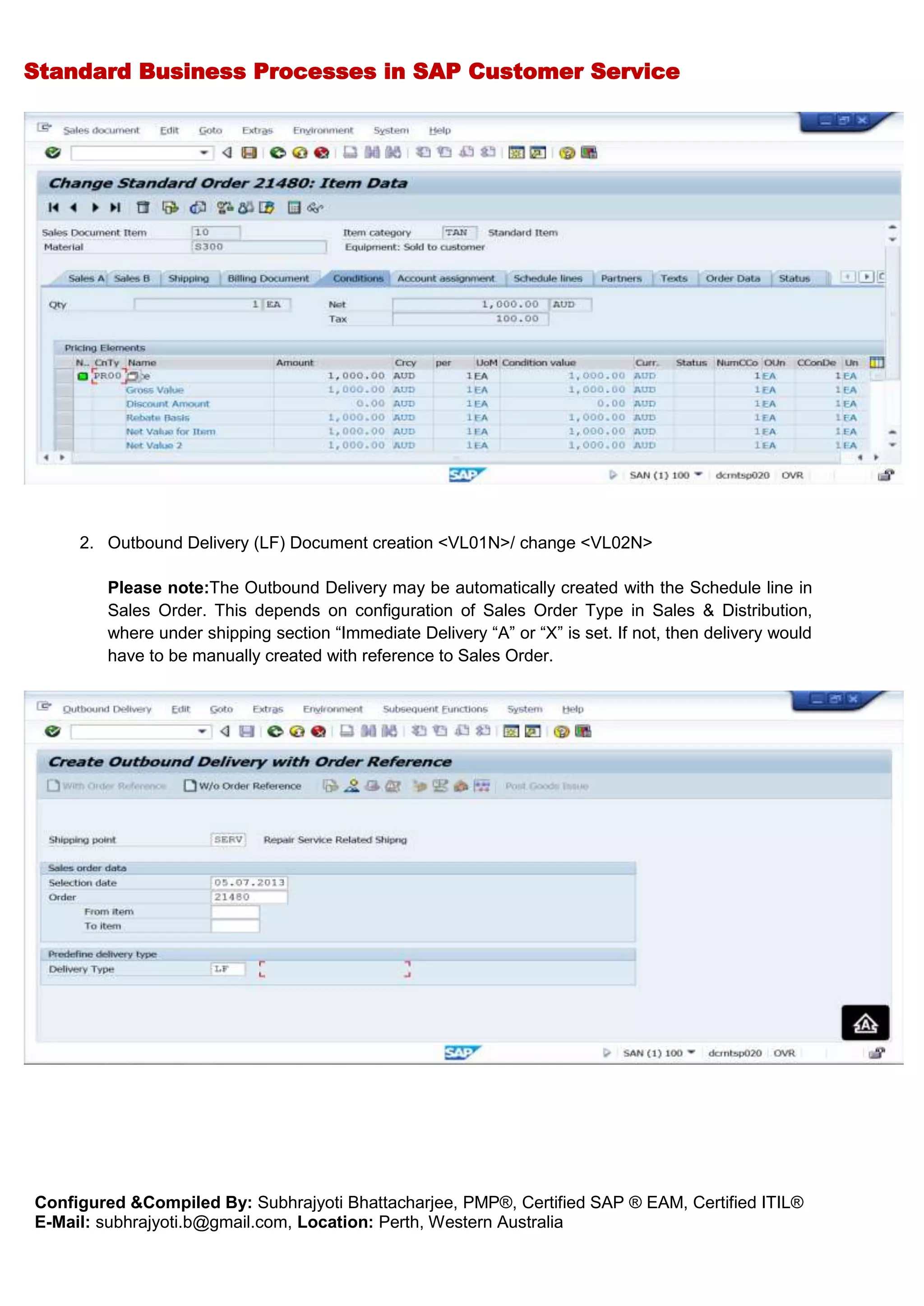 SAP Logistics - CS - Standard Process & Configuration document | DOCX