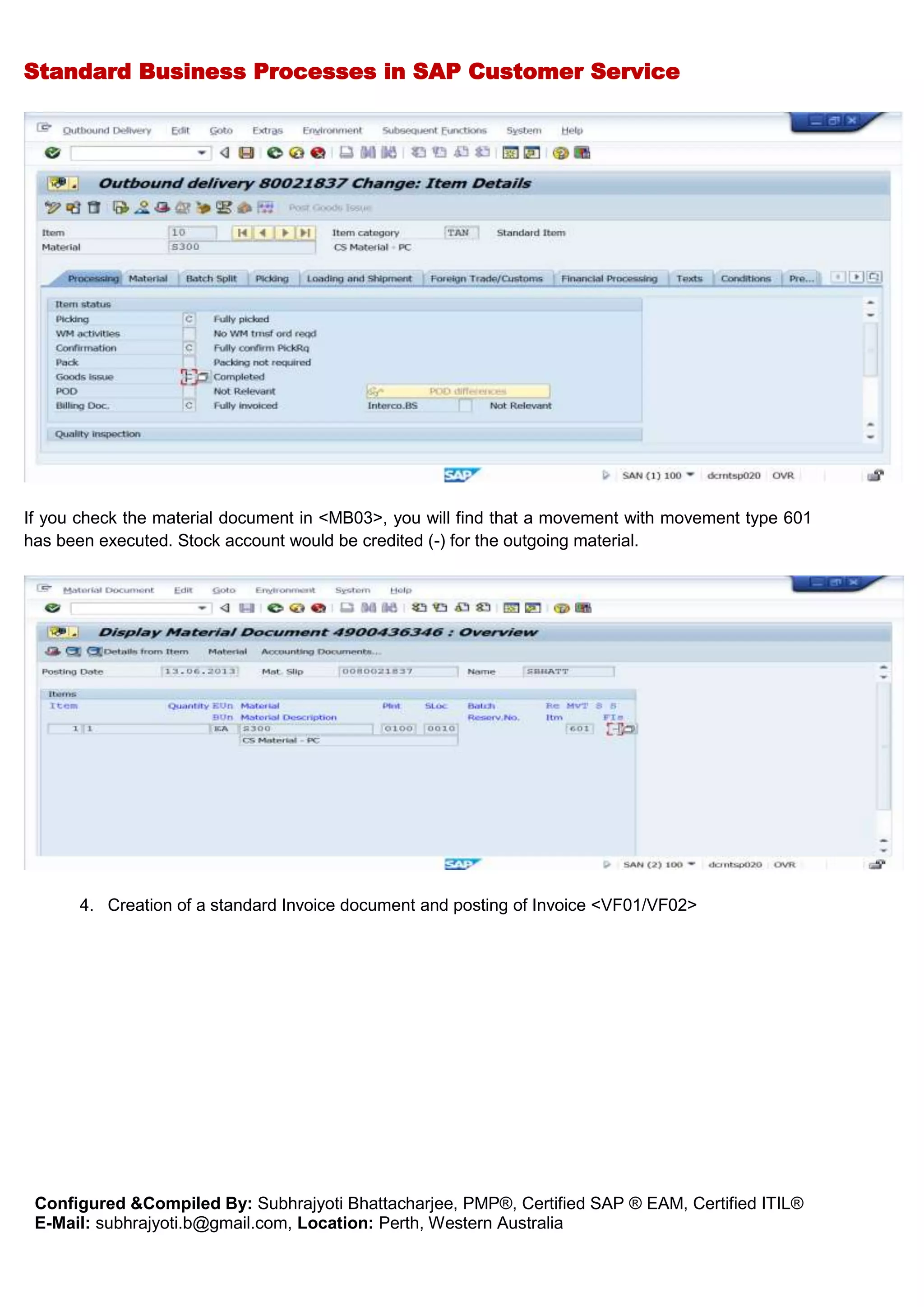 SAP Logistics - CS - Standard Process & Configuration document | DOCX