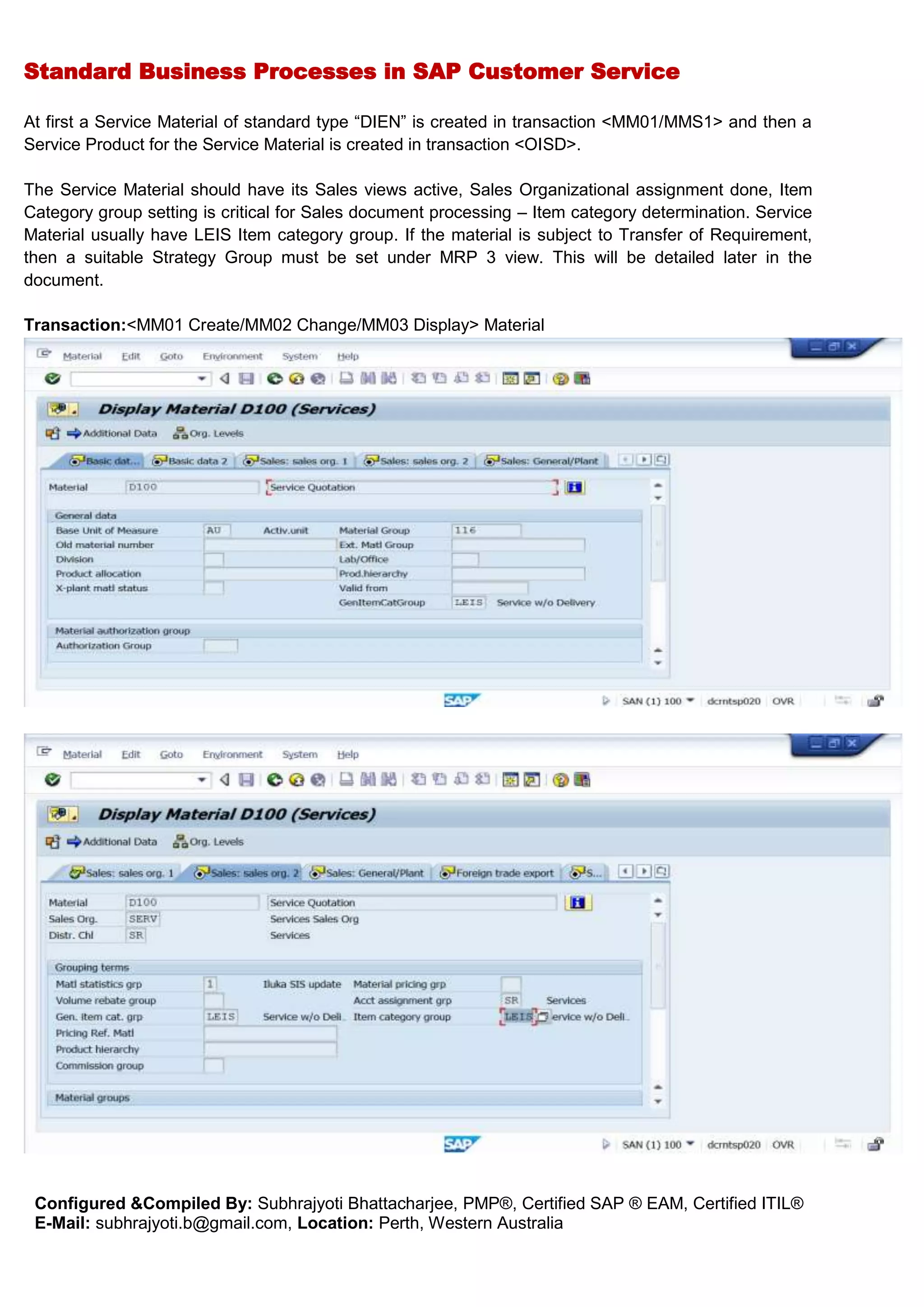 SAP Logistics - CS - Standard Process & Configuration document | DOCX