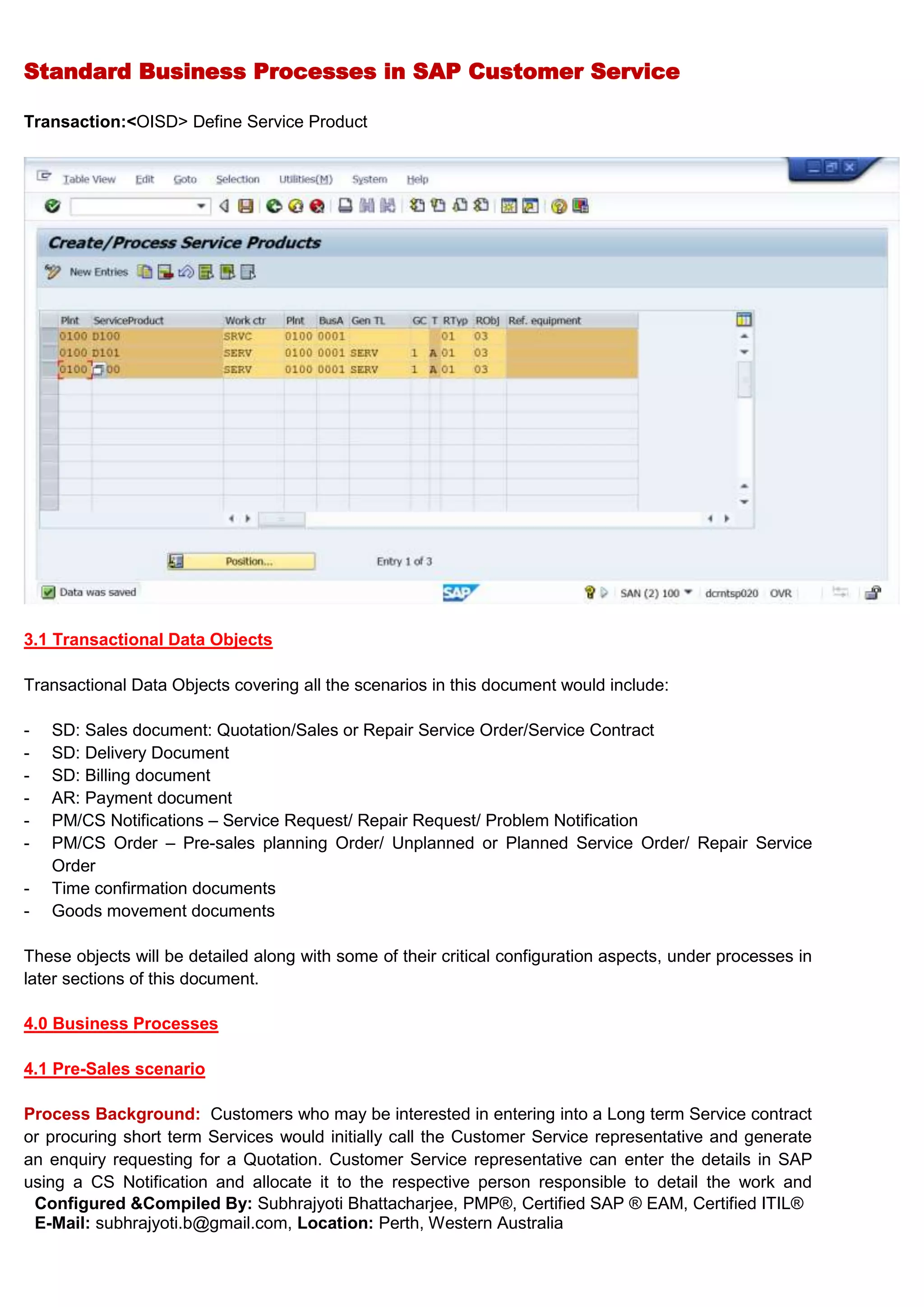 SAP Logistics - CS - Standard Process & Configuration document | DOCX