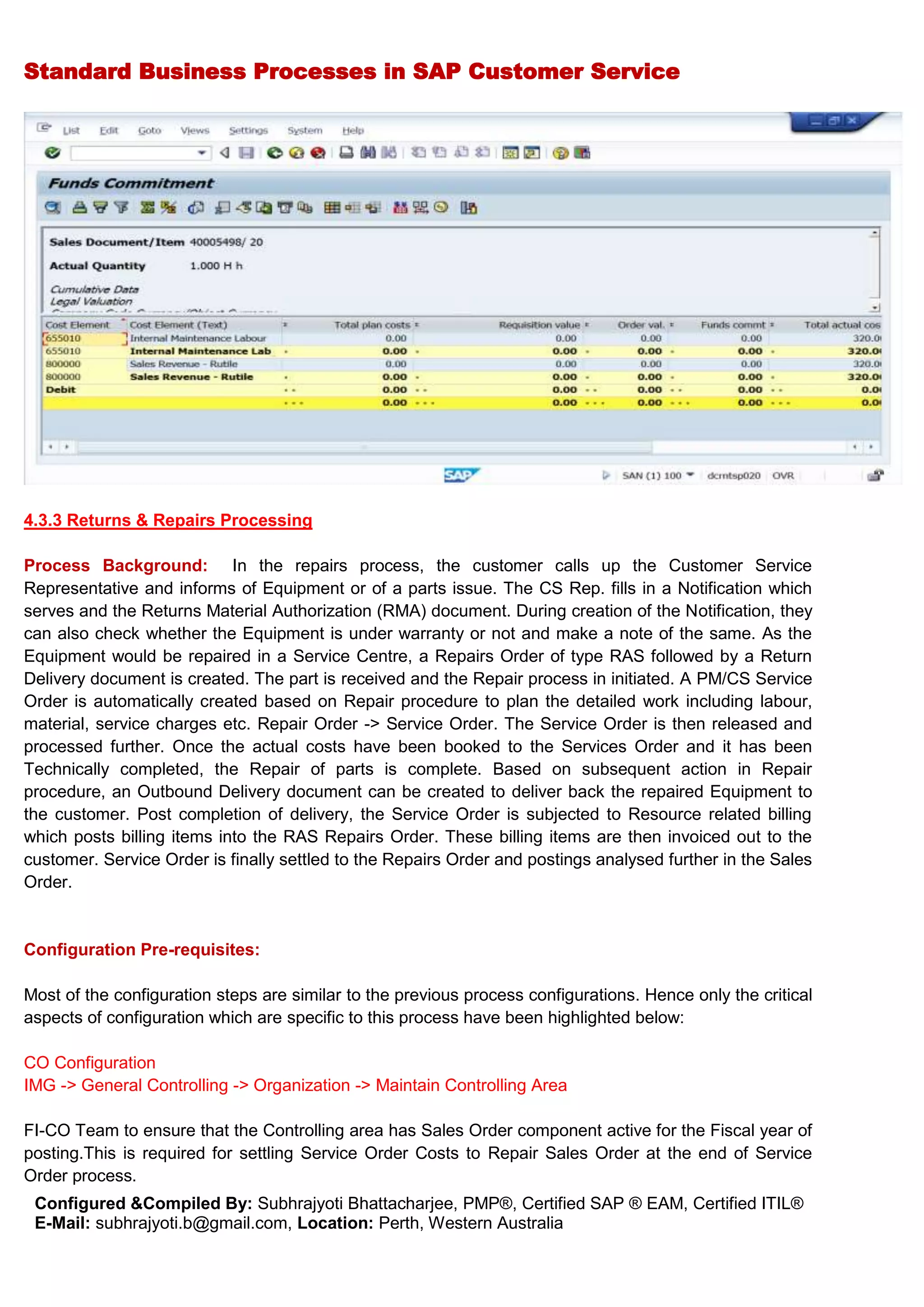 SAP Logistics - CS - Standard Process & Configuration document | DOCX