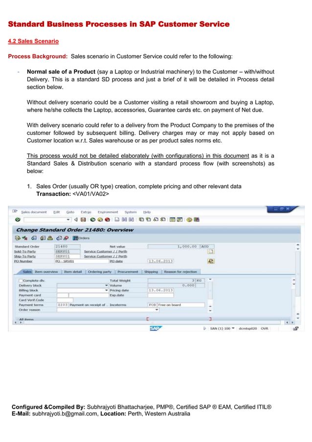 SAP Logistics - CS - Standard Process & Configuration document | DOCX