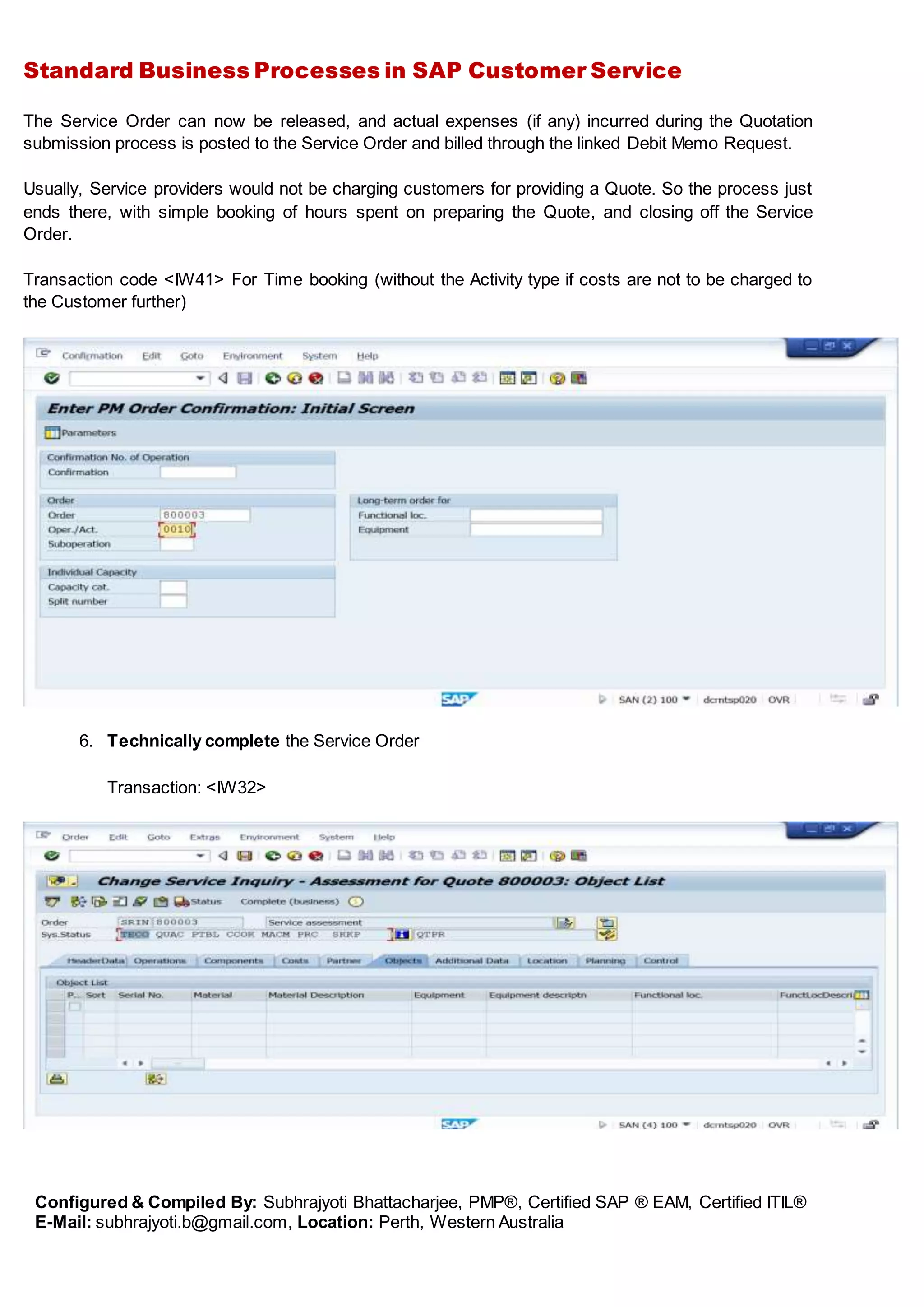 Sap cs standard process document | DOCX