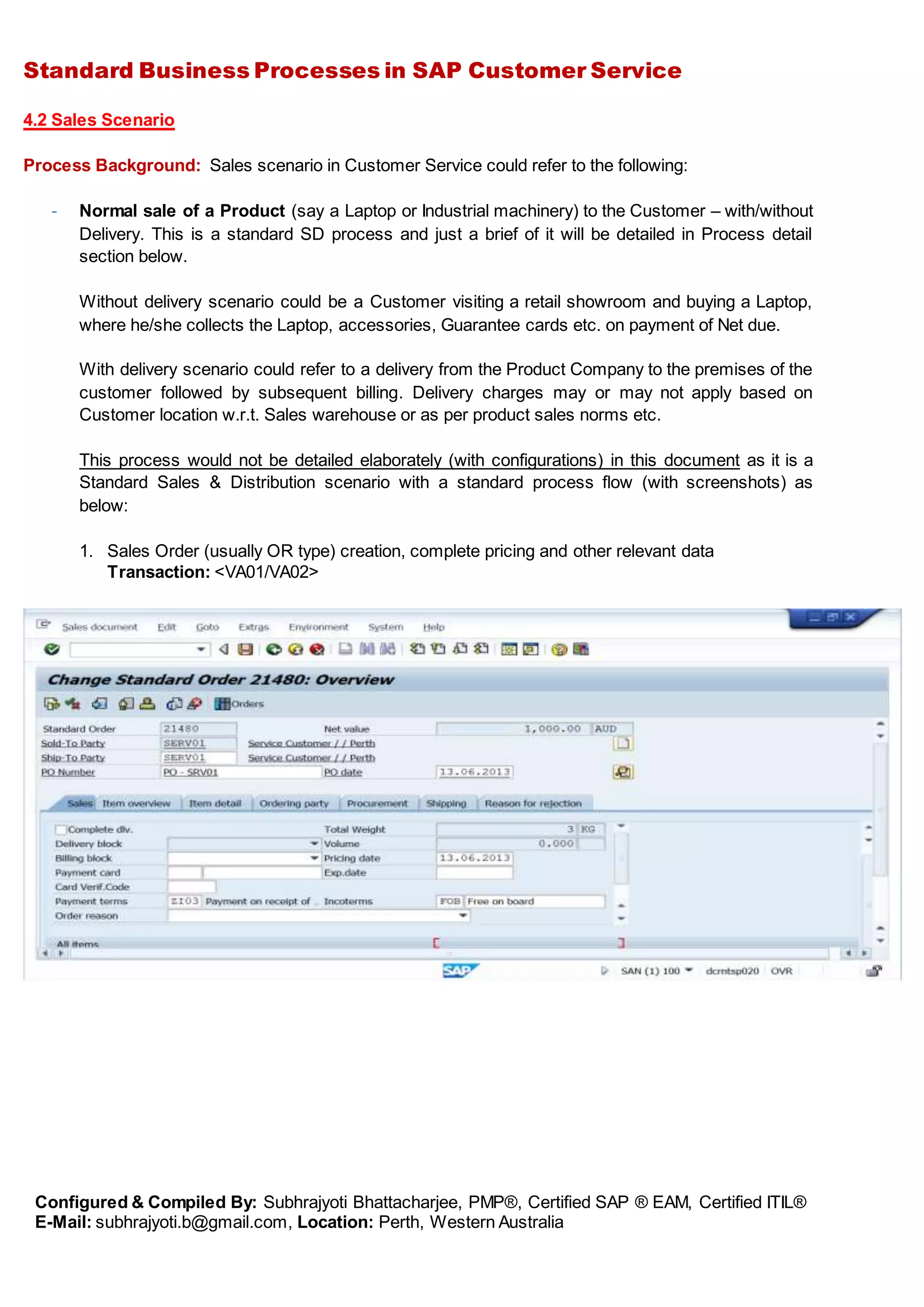 Sap cs standard process document | DOCX