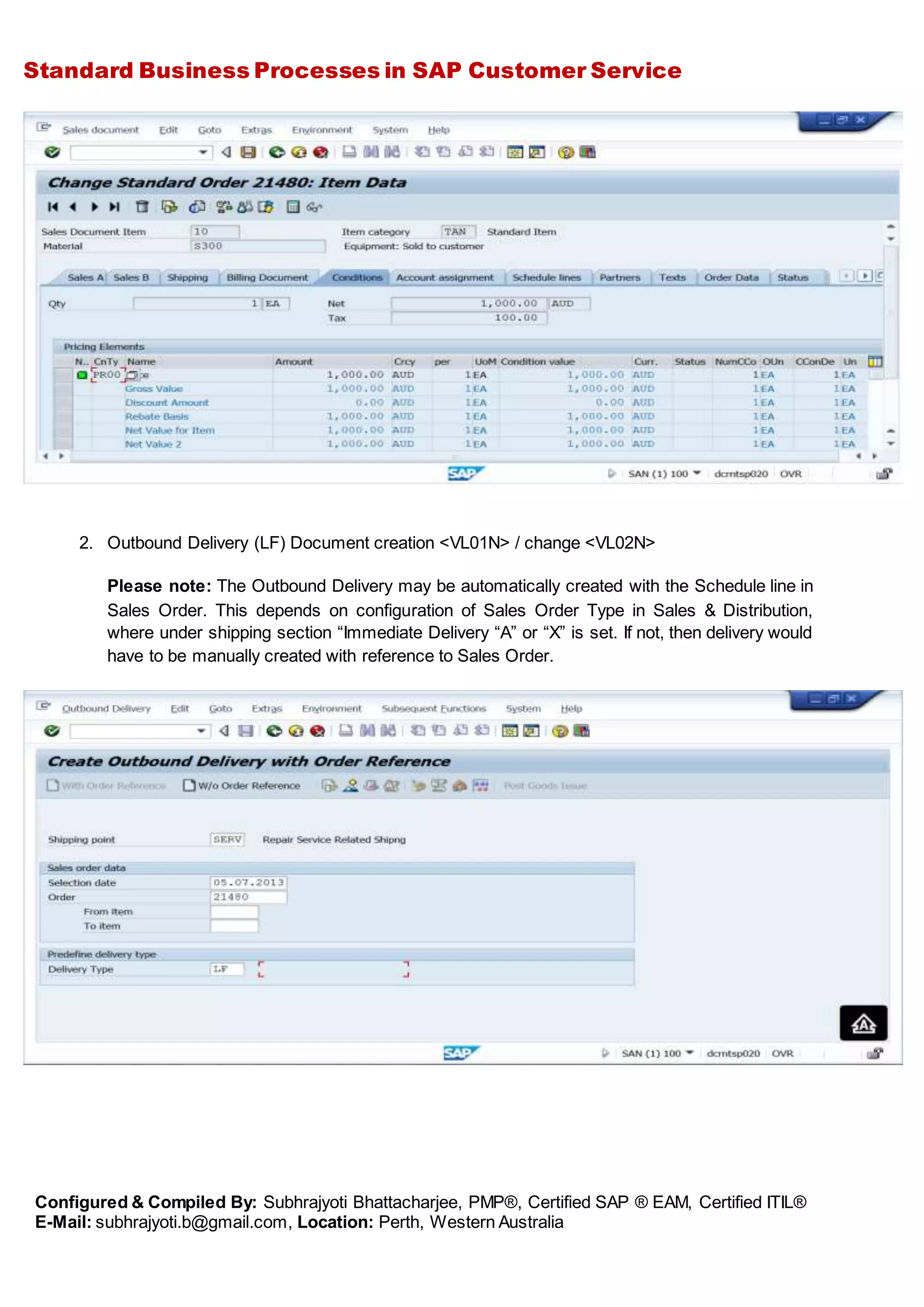 Sap cs standard process document | DOCX