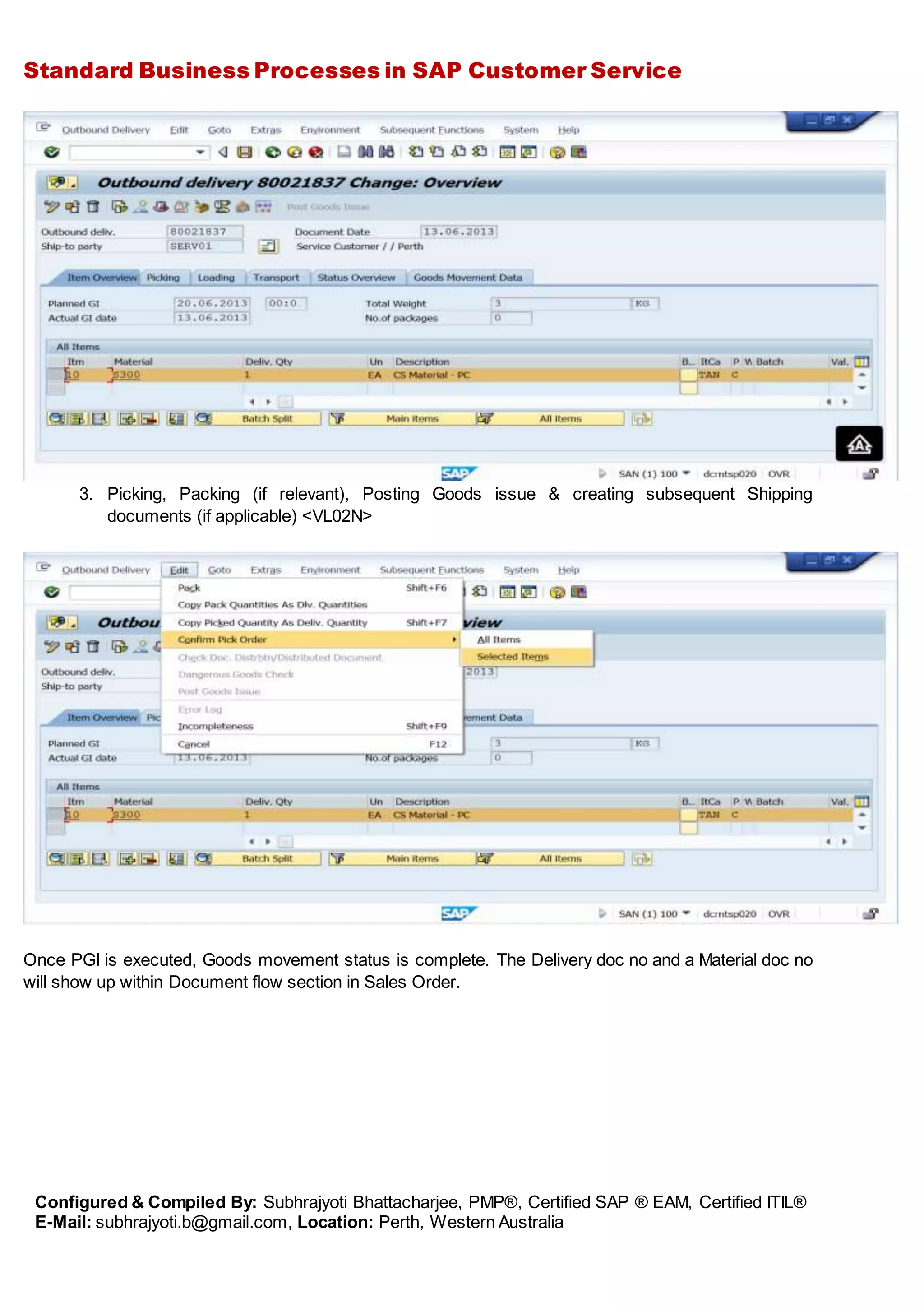 Sap cs standard process document | DOCX