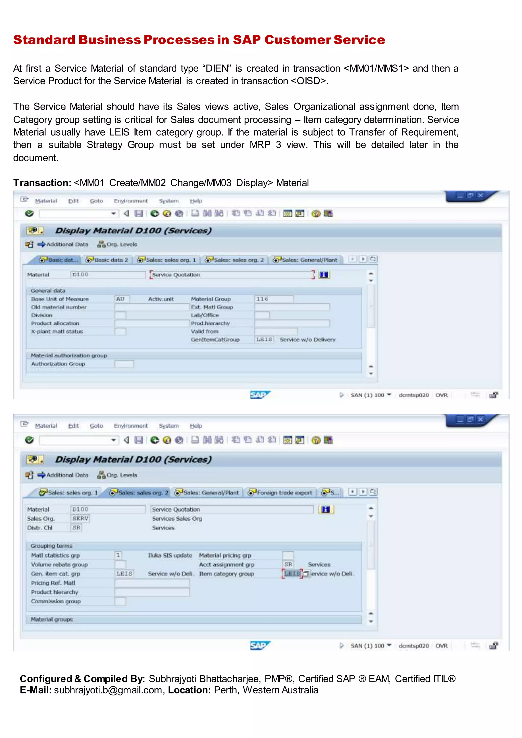 Sap cs standard process document | DOCX
