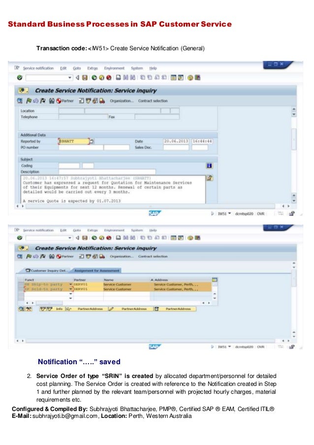 Sap cs standard process document