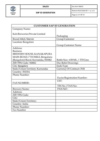 Sap customer id format | DOCX
