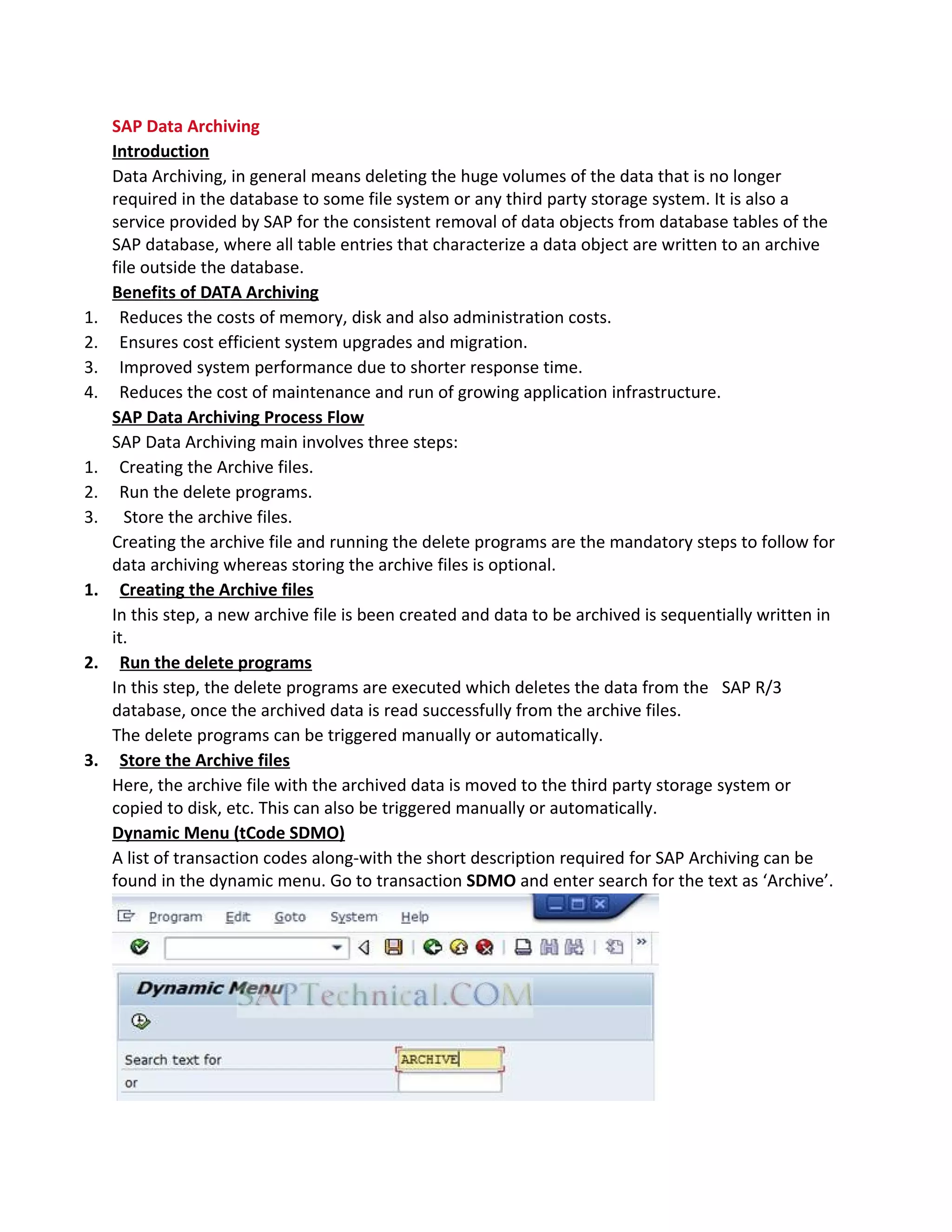 SAP data archiving | DOC