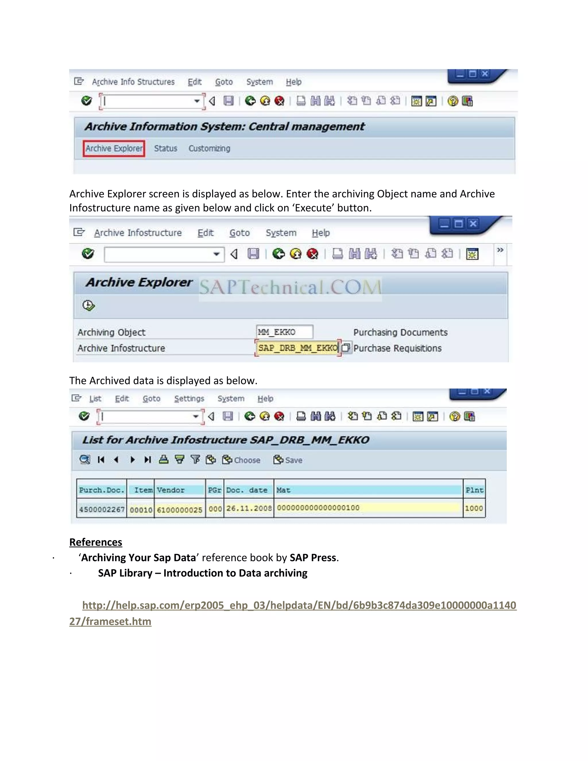 SAP data archiving | DOC