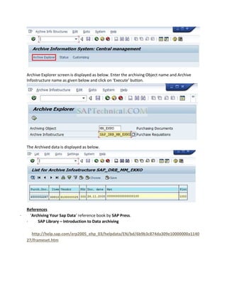 SAP data archiving | DOC