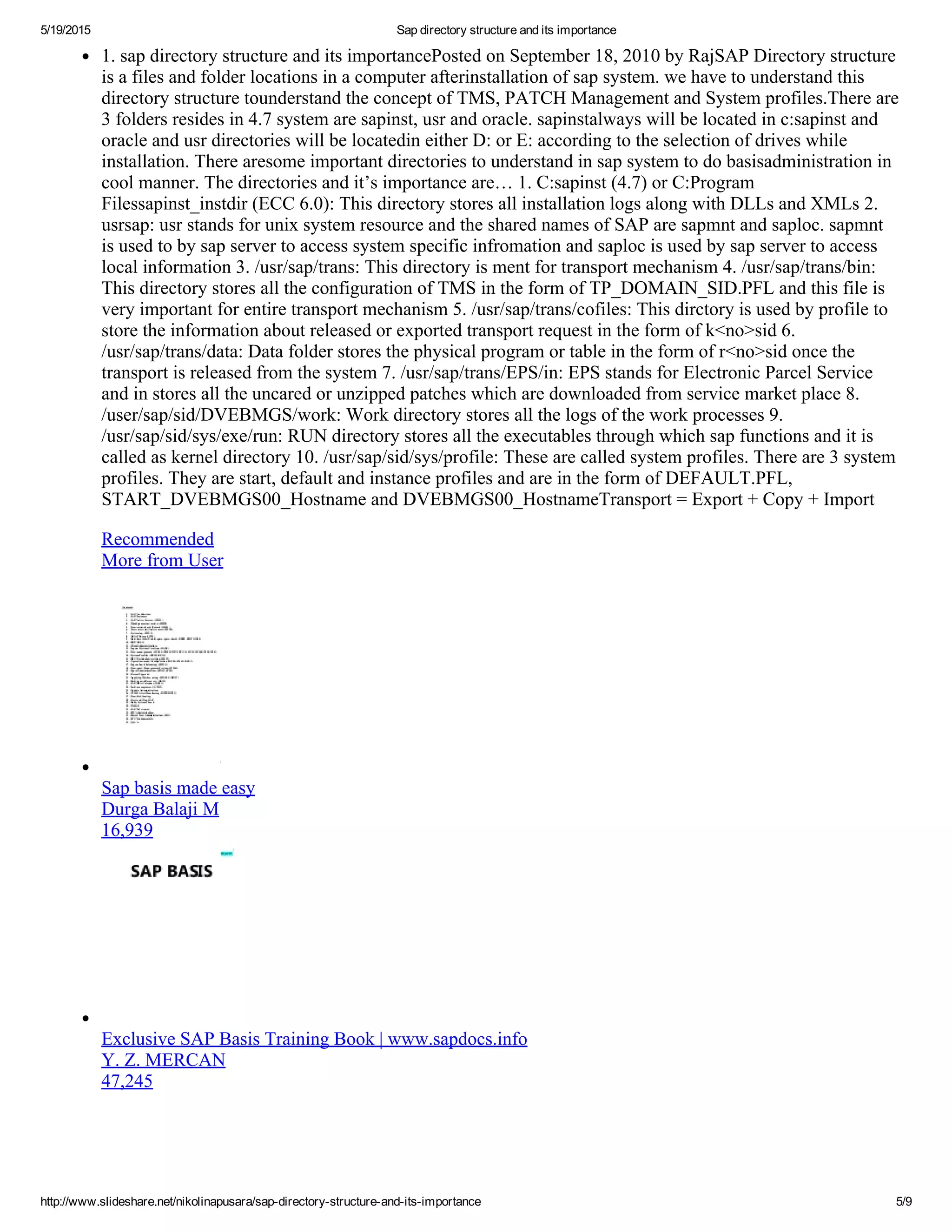 Sap directory structure and its importance | PDF
