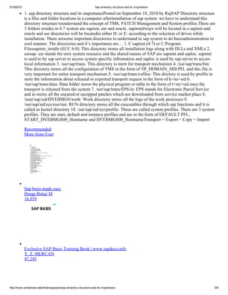 Sap directory structure and its importance | PDF