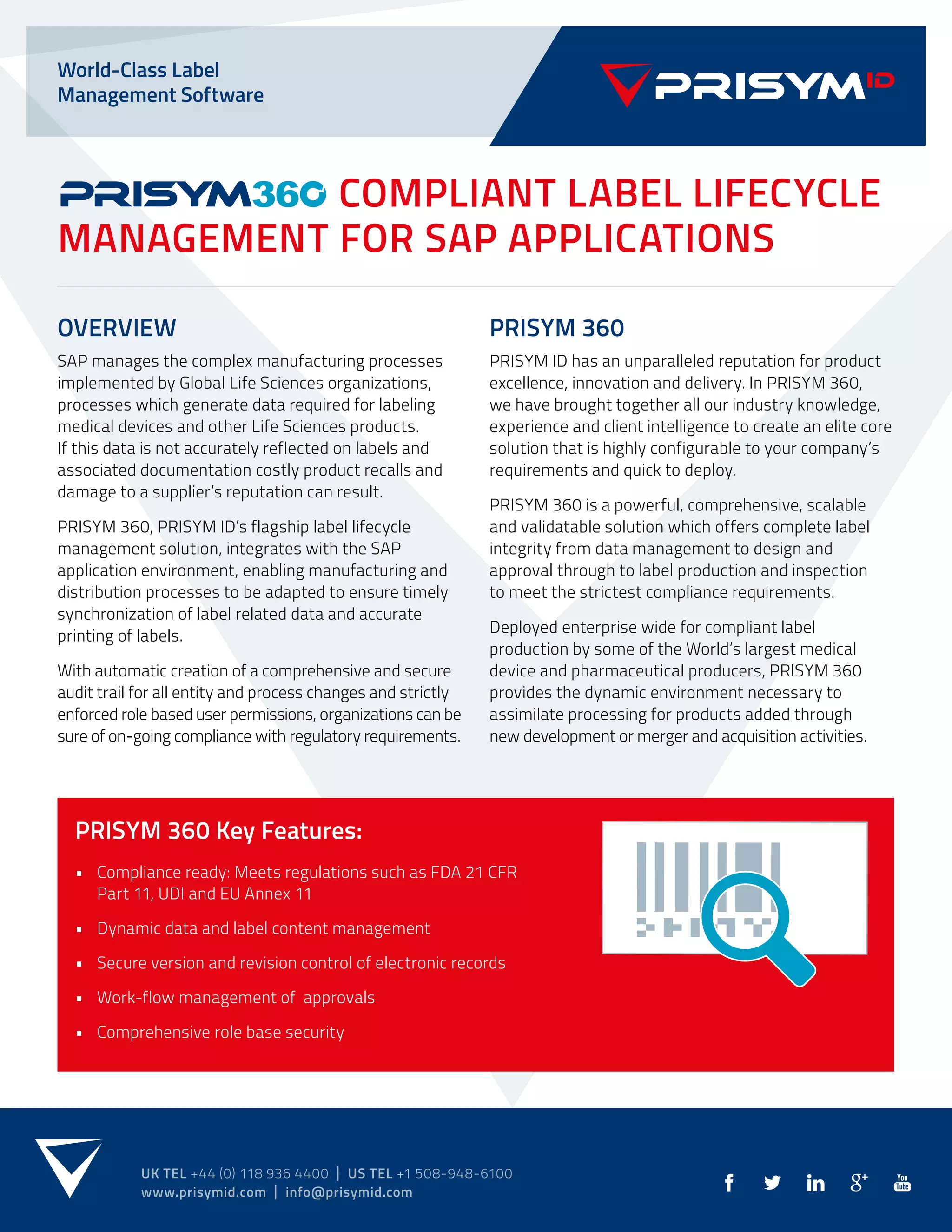 PRISYM360 Compliant Label Lifecycle Management For SAP Applications | PDF