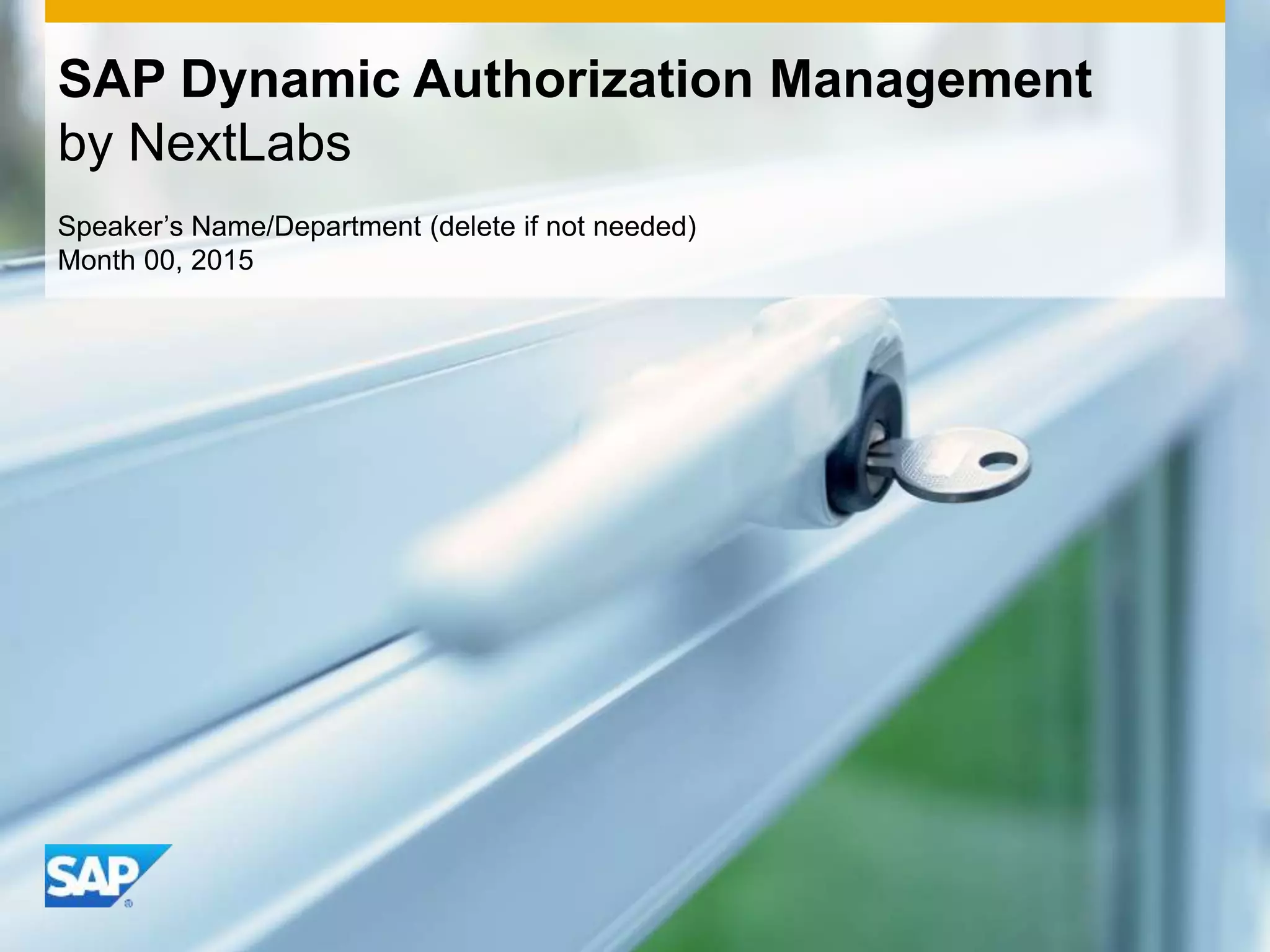 SAP Dynamic Authorization Management | PPTX